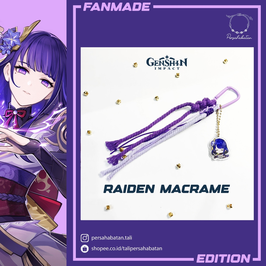 Jual Genshin Inazuma Raiden Shogun Ei Gantungan Macrame Makrame Ungu ...