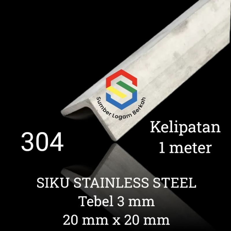 Jual siku 20 mm x 20 mmx tebel 3 mm stainless steel 304 | Shopee Indonesia