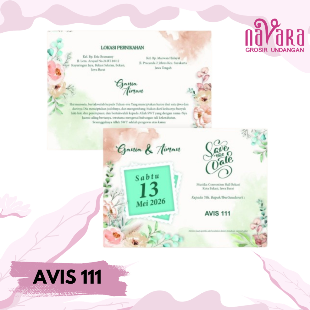 Jual Blangko undangan atau kertas undangan pernikahan merek Avis 111 ...