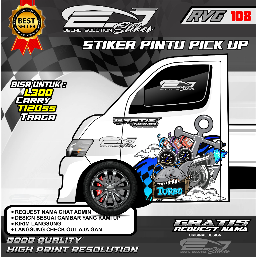 Jual STICKER DECAL PINTU PICK SAMPING UP FREE REQUEST NAMA VARIASI ...