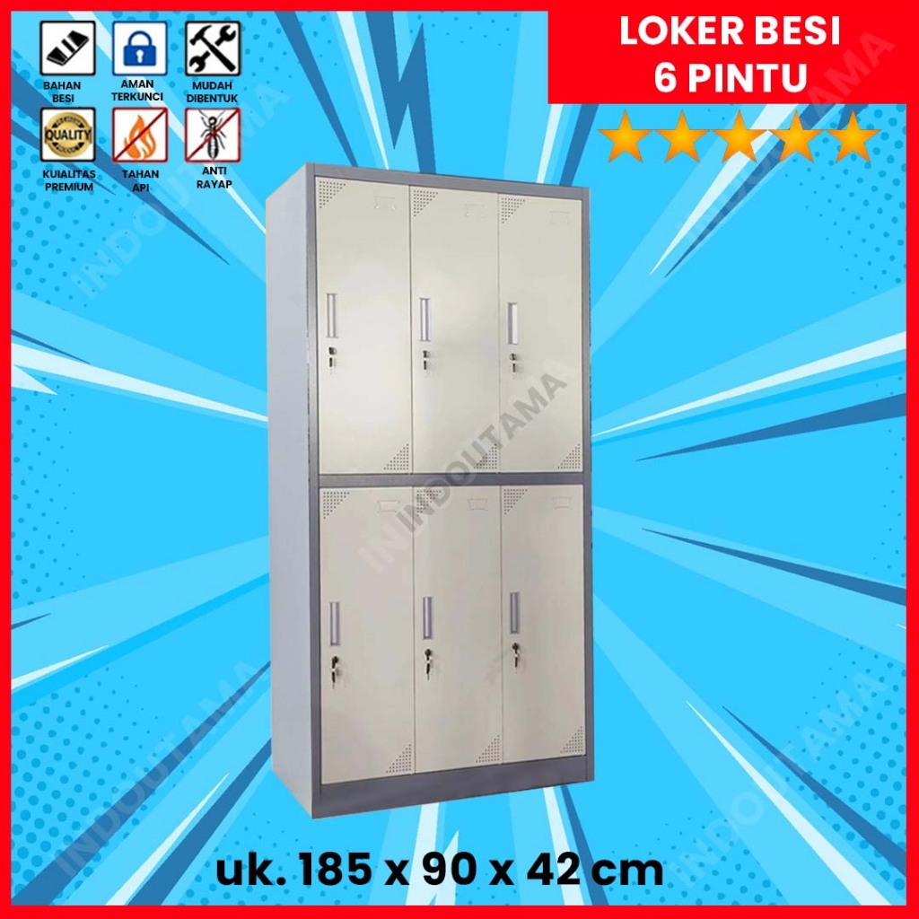 Jual Loker besi 6 Pintu Locker Besi 6 Pintu 3 Baris | Shopee Indonesia