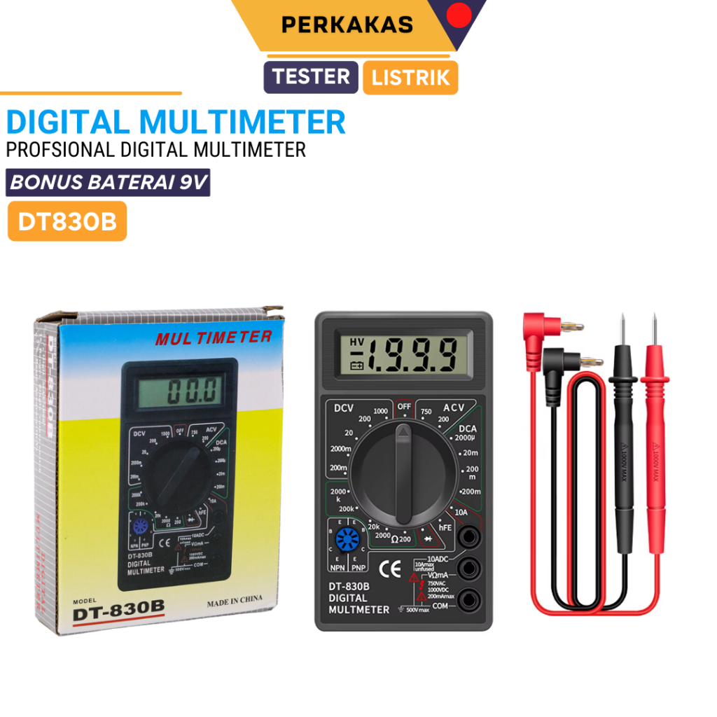 Jual Digital Multimeter DT830 Alat Tester Tegangan Arus Listrik ...