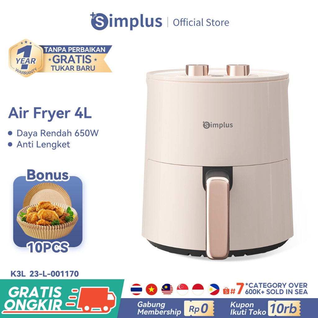 Jual Simplus Air Fryer 4L Low Watt 650w Penggorengan Sehat Tanpa Minyak ...