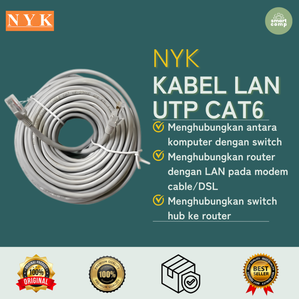 Jual NYK Kabel LAN UTP CAT6 MERK NYK 50 METER | Shopee Indonesia
