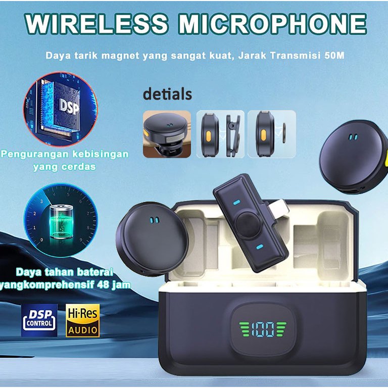 Jual A30 Wireless Clip on Mic Microphone HP Lavalier Microphone ...