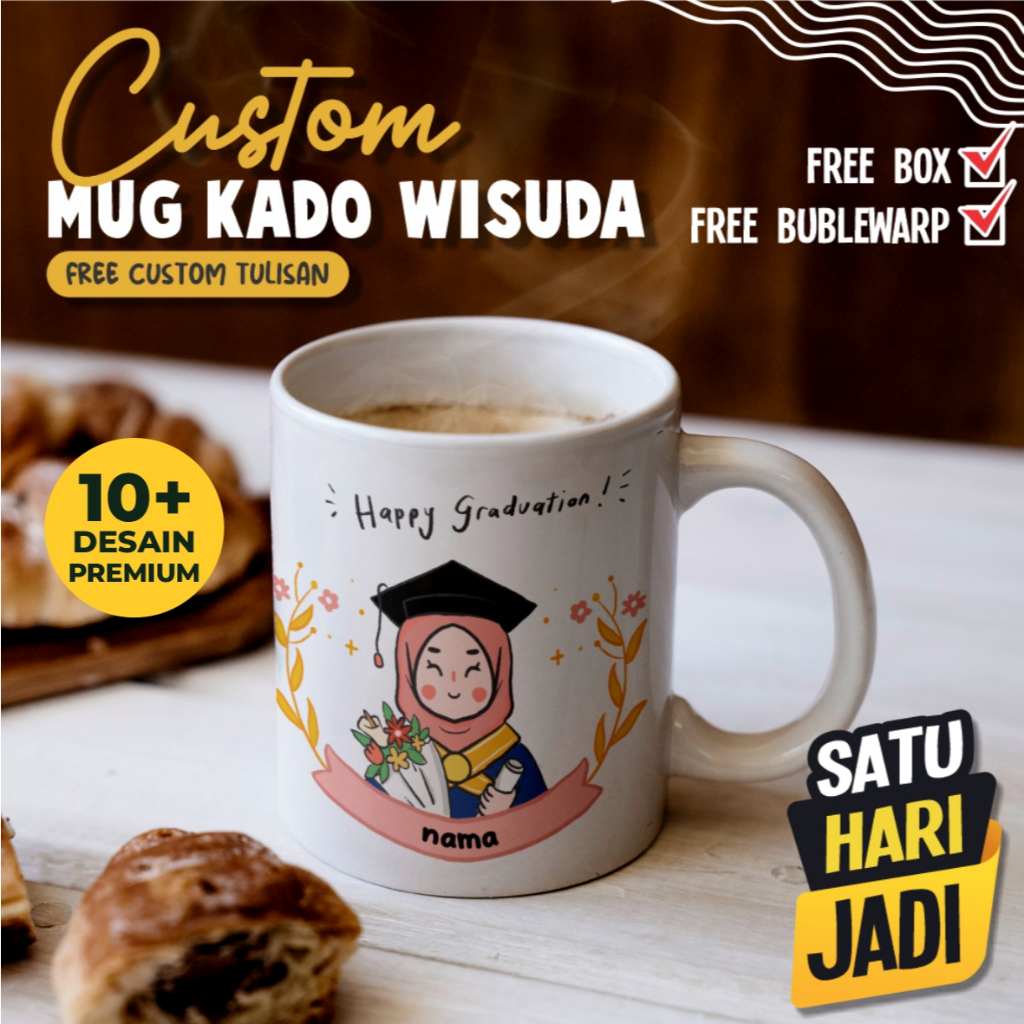 Jual GELAS MUG WISUDA CUSTOM DESIGN PREMIUM KADO GRADUATION LUCU ...