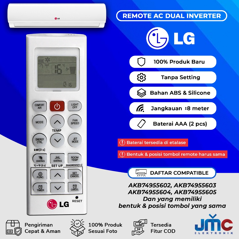 Jual NEWPRODUCT Remot Remote AC LG Dual inverter 1 original pabrik ...