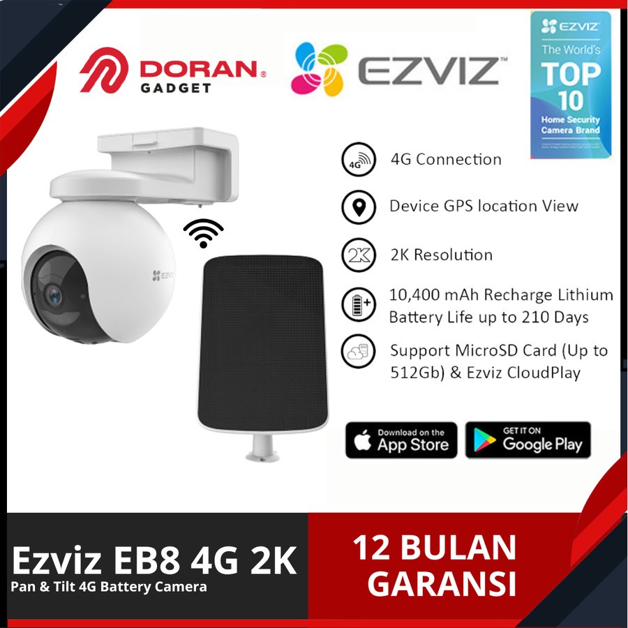 Jual Ezviz EB8 4G 2K Smart Home IP Camera Outdoor CCTV + Solar Panel | Shopee Indonesia