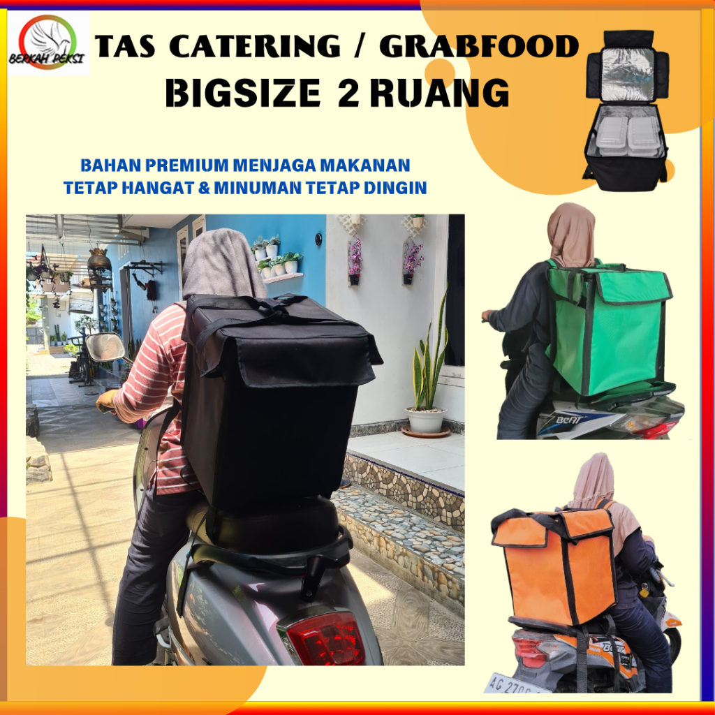 Jual TAS CATERING JUMBO GRABFOOD COOLER BAG 2 RUANG TAHAN PANAS & DINGIN BAHAN PREMIUM TAHAN AIR ...
