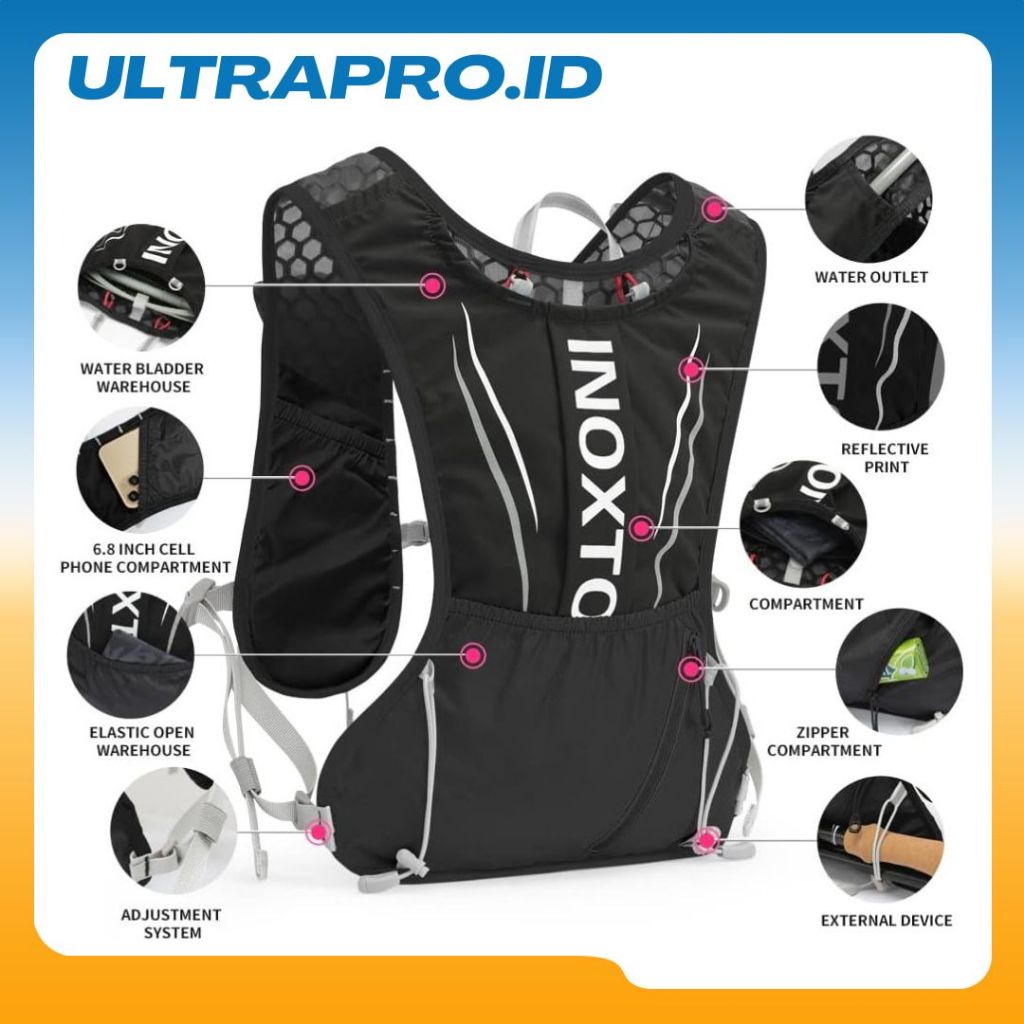 Jual Vest Trail Running INOXTO Running Hydration Vest For Men Women ...