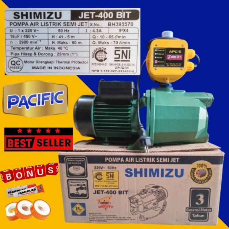 Jual Mesin semijet pompa air Shimizu semi jet 400bit 400watt Auto booster jet400 Automatic APC ...