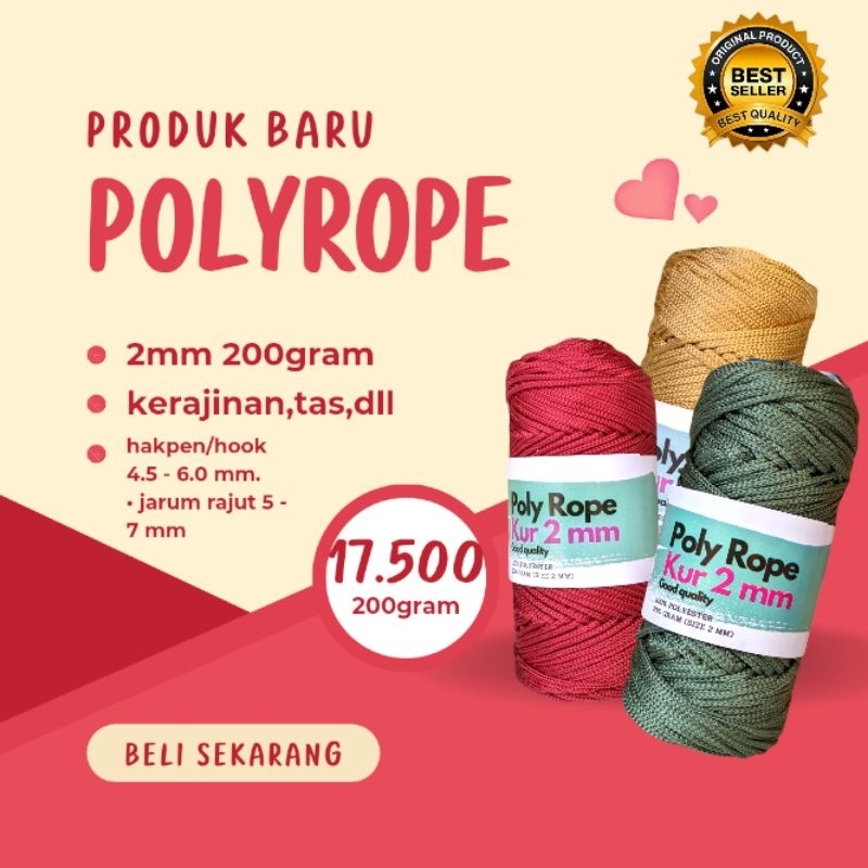 Jual BENANG RAJUT POLYROPE 2MM 200GRAM | Shopee Indonesia