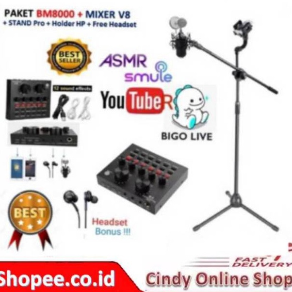 Jual Paket Populer PAKET Recording V8 Plus Mic Condenser BM7 BM8 BM 8 ...