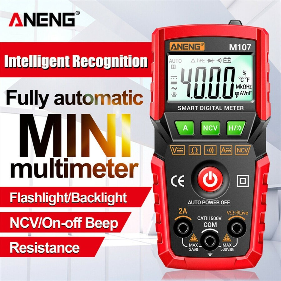 Jual smart digital multimeter aneng m107 red multi meter auto mini ...