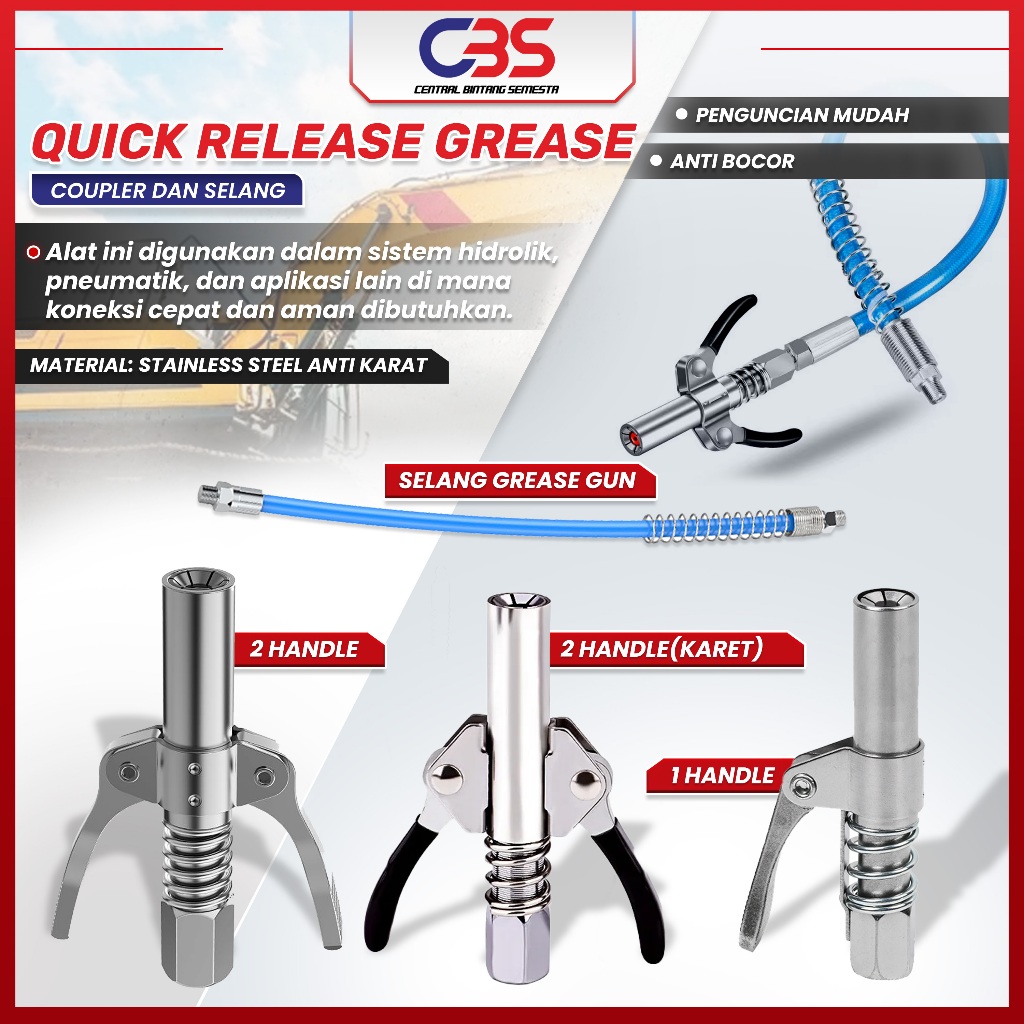 Jual Grease Gun / Pistol Gemuk Quick Release / Alat Aplikasi Minyak ...