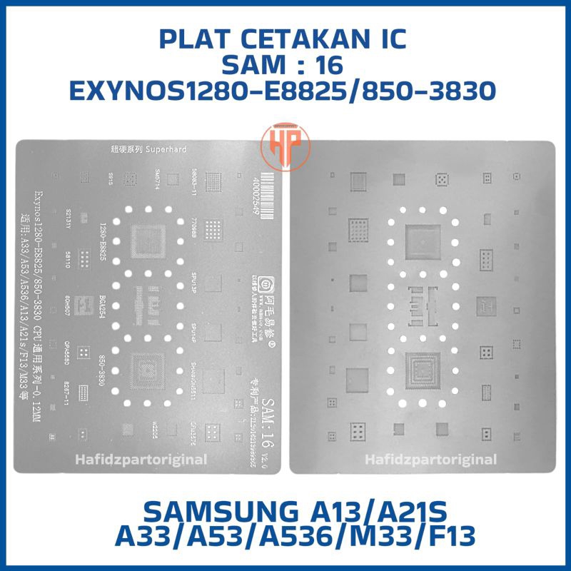 Jual Plat Cetakan IC CPU Amoe BGA SAM16 EXYNOS1280 E8825 SAM 16 Samsung A13 / A21S / A33 / A53 ...