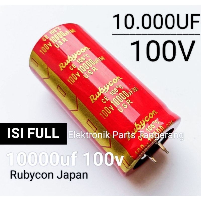 Jual (1 BUAH) KAPASITOR ELCO 10000UF 100V RUBYCON JAPAN RED CAPACITOR ...