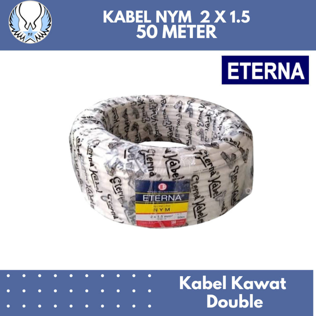 Jual ETERNA KABEL LISTRIK PUTIH KAWAT NYM 2x1.5MM 2x1,5 SNI 50 METER 50M | Shopee Indonesia