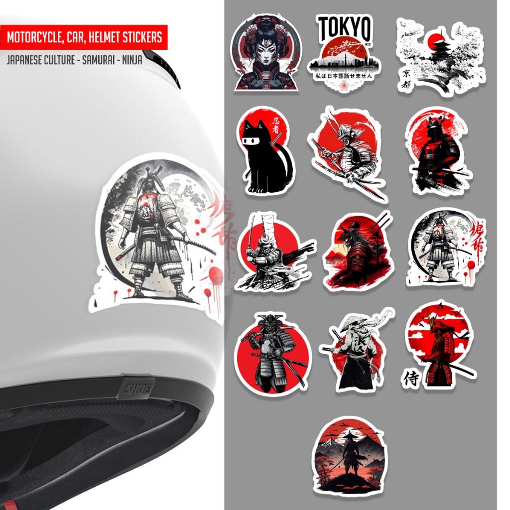 Jual Sticker Motor Helm Mobil Japanese Culture Samurai Ninja | Shopee ...
