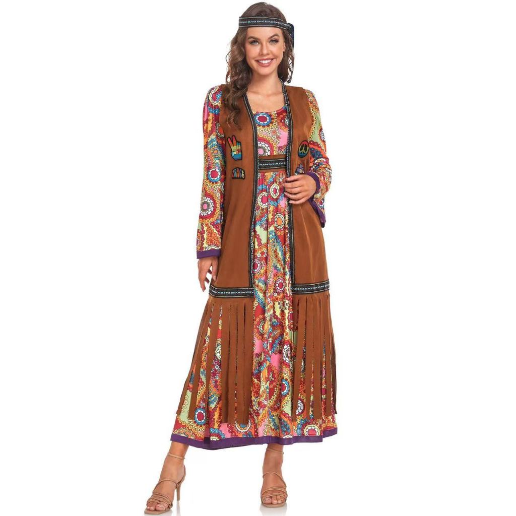 Jual M-XL Music Festival Retro 70s Disco Country Singer Costume Hippie ...