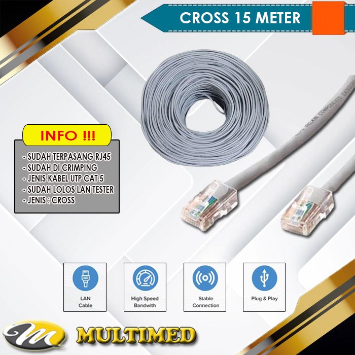 Jual KABEL LAN Internet - CROSS 15 Meter | Shopee Indonesia