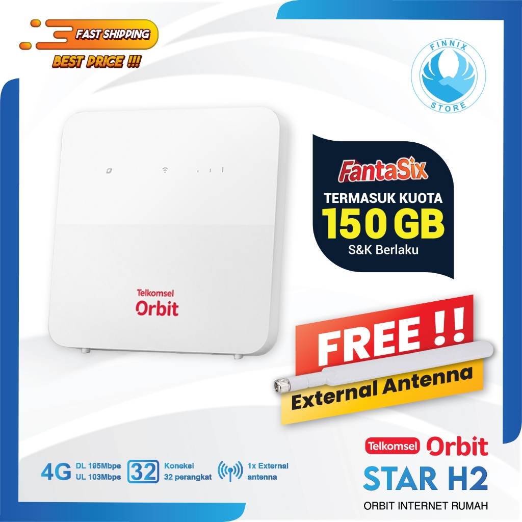 Jual Orbit Star H2 Home Router Modem Wifi Telkomsel 4G B320 Free Kuota ...
