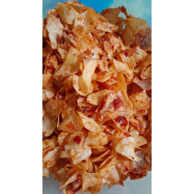 Jual keripik singkong pedas mania kemasan 300gr | Shopee Indonesia