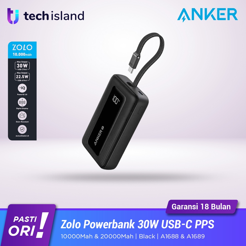 Jual Anker Zolo Powerbank 30W PD USB-C PPS SFC USB-C+USB-A Dual Port ...