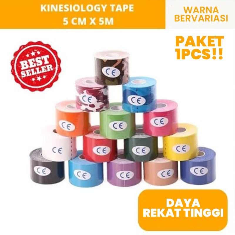 Jual PAKET 1 PCS Kanesio Tape / Tapping / Kinesiology Tape 5cm x 5m Pelindung Otot Olahraga ...