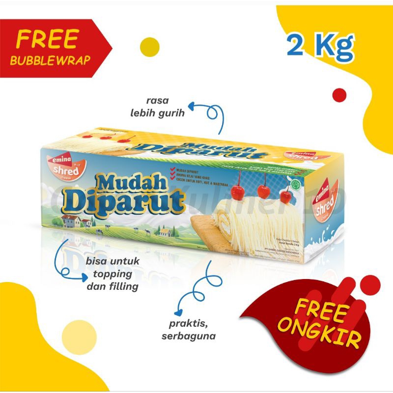 Jual Keju Emina Shred 2Kg / Keju Chedar / Keju Parut 2Kg | Shopee Indonesia