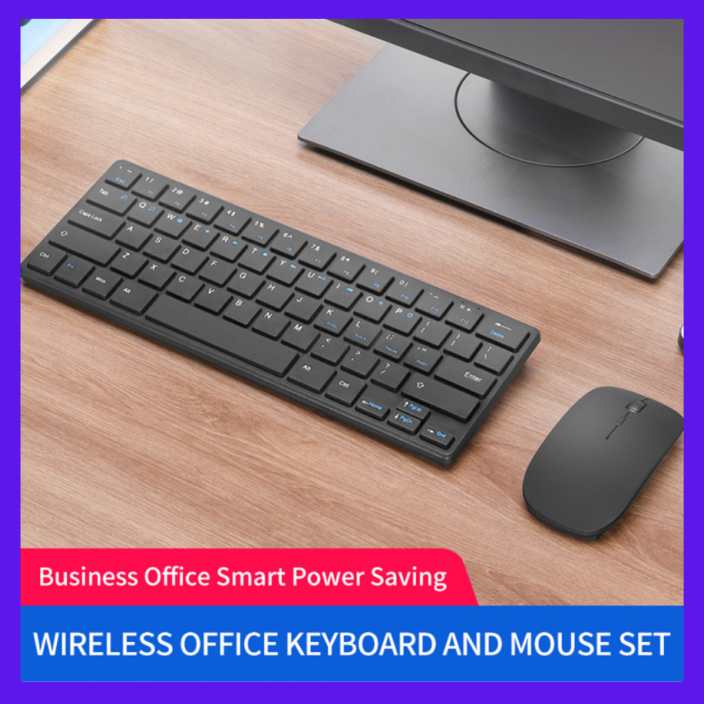 Jual Wireless Keyboard Mouse Combo Set Ergonomic 64 Keys 2.4GHz ...