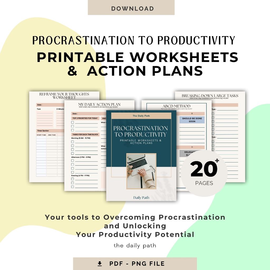 Jual Procrastination to Productivity Worksheets dan Action Plans ...