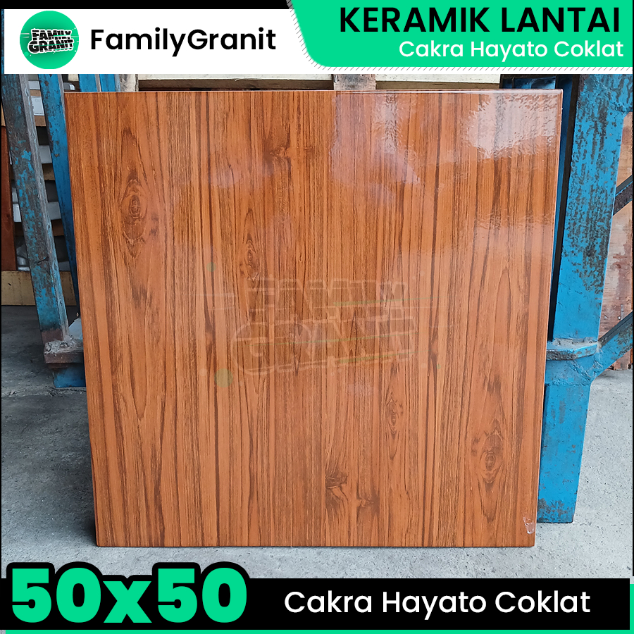 Jual Keramik Motif Kayu 50x50 Cakra Hayato Coklat Lantai Kamar/Teras Glossy | Shopee Indonesia