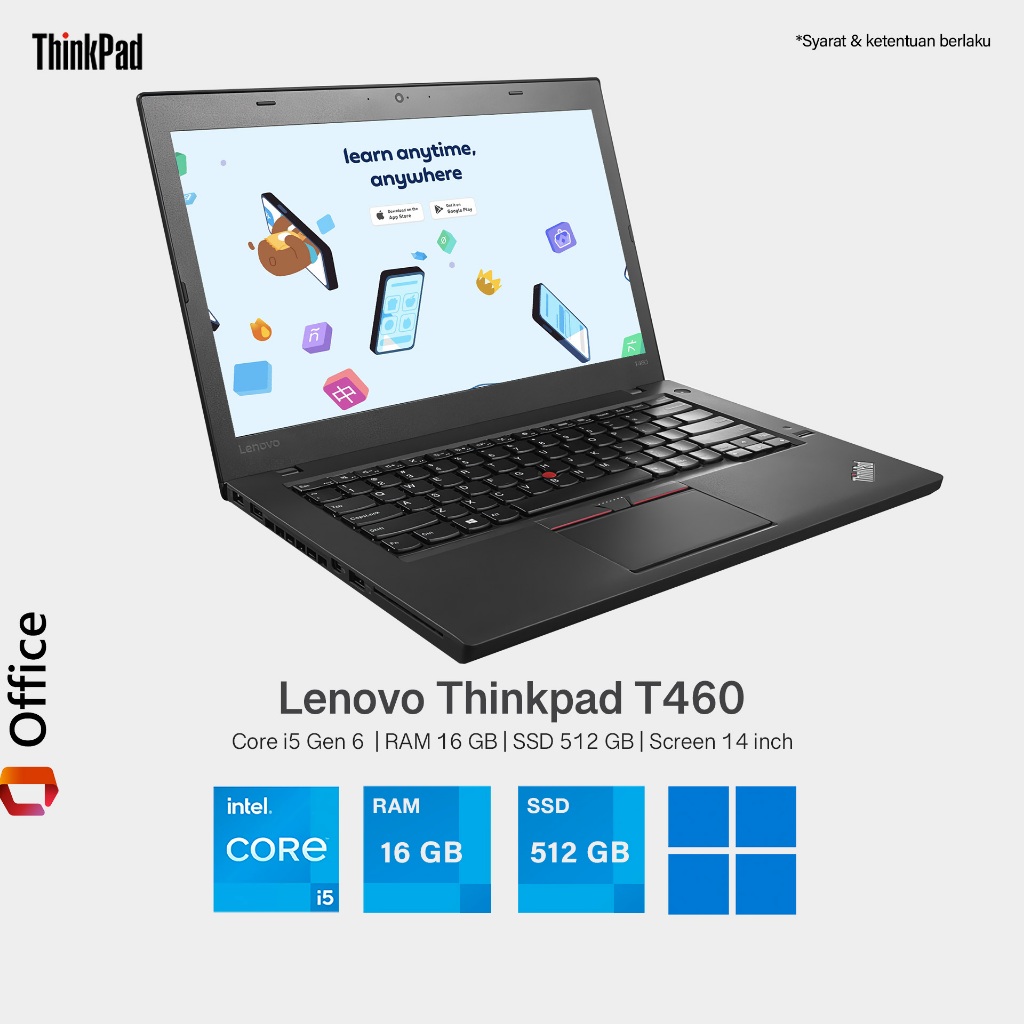Jual Laptop Lenovo Thinkpad T460 Core i5 Gen 6 Ram 16 GB SSD 512 GB ...