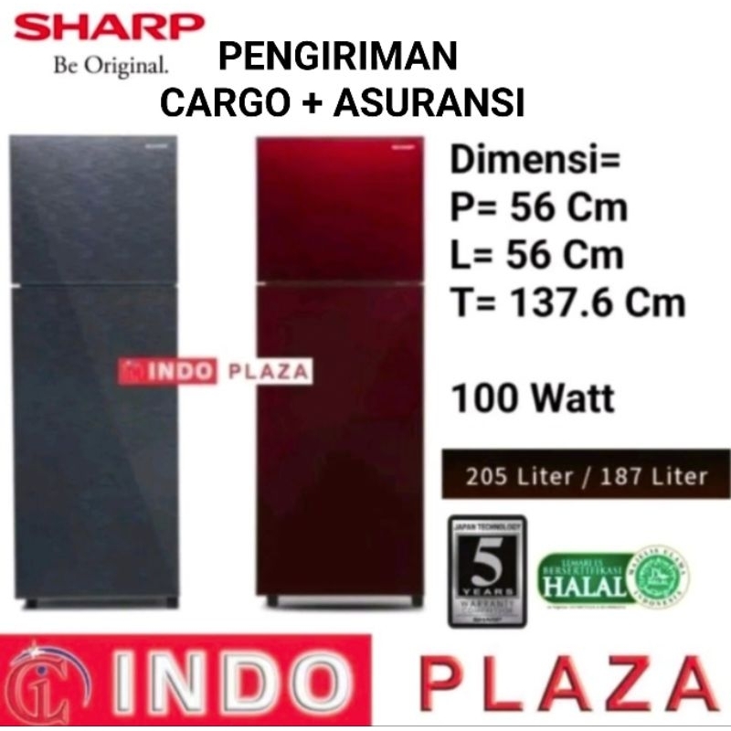 Jual KULKAS SHARP 2 PINTU SJ-246XG MODEL PINTU KACA (CARGO + ASURANSI) | Shopee Indonesia