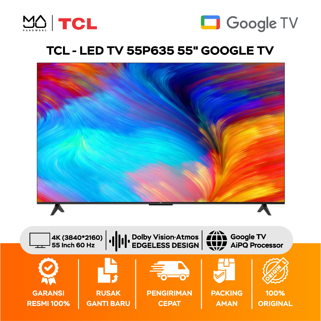 Jual TCL Smart Google TV 55" UHD 4K Dolby Audio HDMI 2.1 55P635 - Garansi Resmi | Shopee Indonesia
