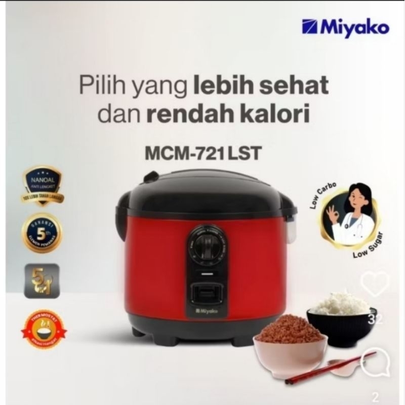 Jual Magic Com Penanak Nasi Miyako MCM 721 LST Low Carbo Low Sugar ...