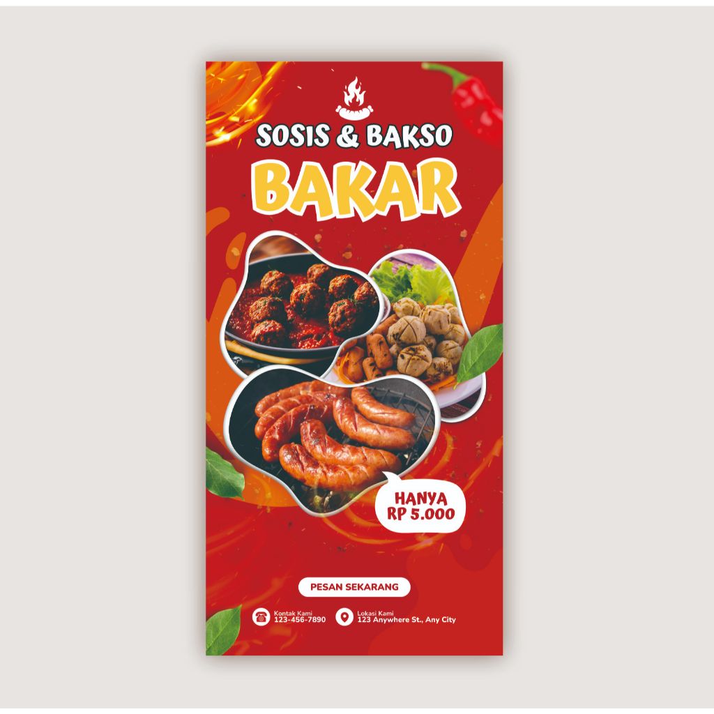 Jual BANNER jualan SOSIS BAKAR DAN PENTOL BAKAR - DESAIN MENARIK ...