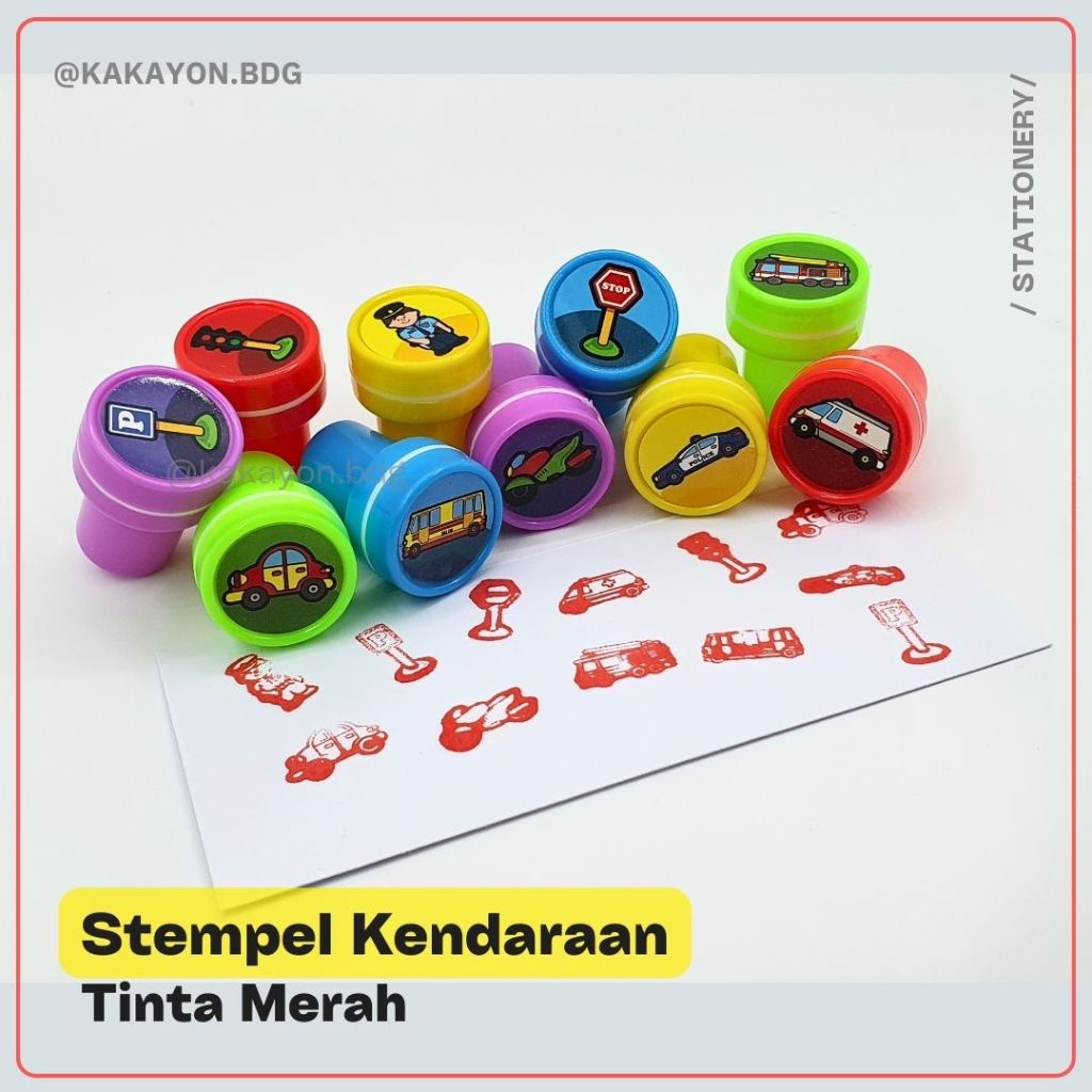 Jual Stempel Cap Reward Anak Gambar Kendaraan Mobil Lucu Tinta Merah ...