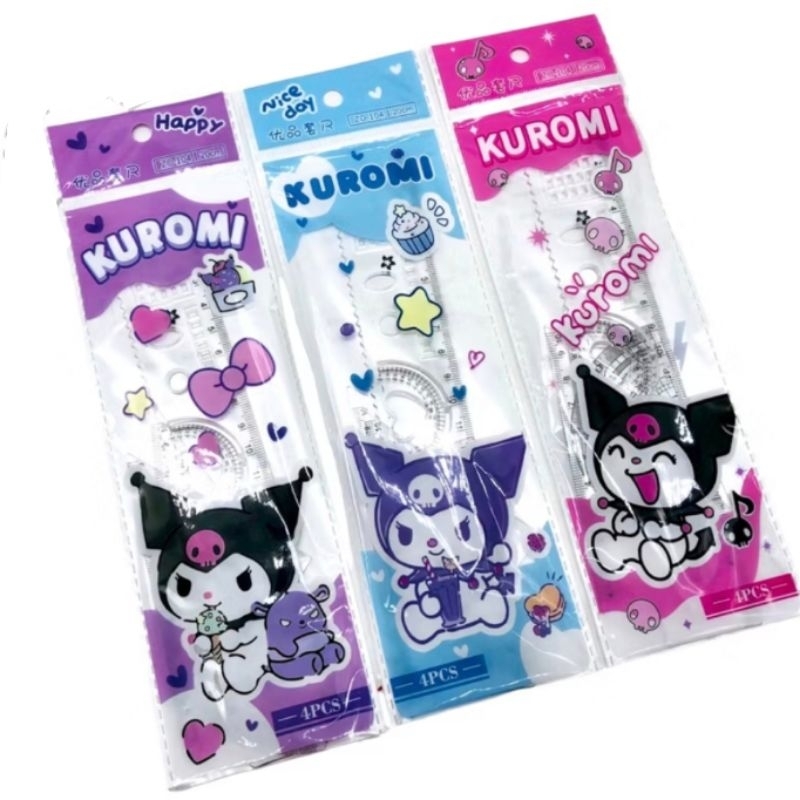 Jual Penggaris set SANRIO KUROMI, fancy kartun (1 set isi 4 pcs) / Set ...