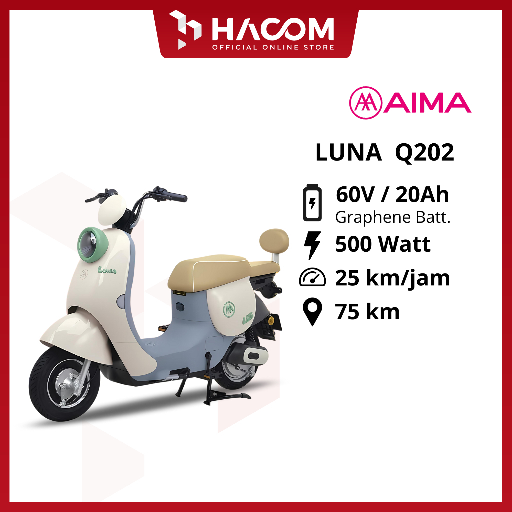 Jual SEPEDA LISTRIK AIMA LUNA Q202 60V / 20Ah GARANSI RESMI TERMURAH | Shopee Indonesia