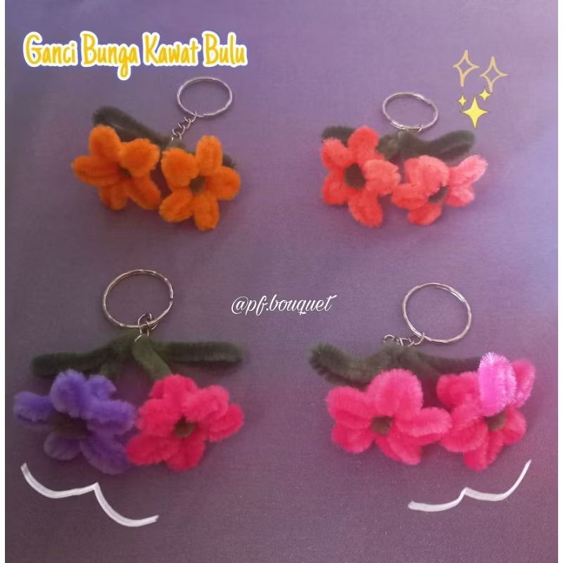 Jual GANTUNGAN KUNCI BUNGA KAWAT BULU | GANCI BUNGA MINI PIPE CLEANER ...