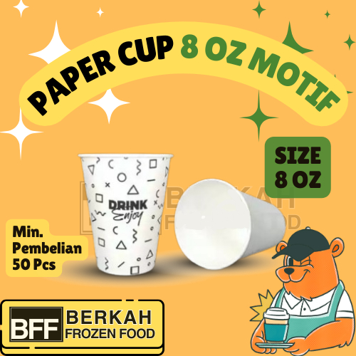 Jual Gelas Minuman Paper Cup 8 OZ Motif Estetik Unik | Shopee Indonesia