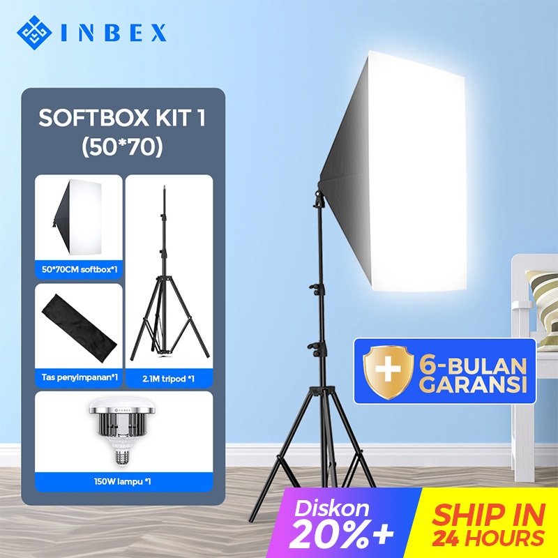 Jual Saip INBEX softbox Lampu Video Profesional: Siang Hari CRI 95, Opsional Softbox & Tripod ...