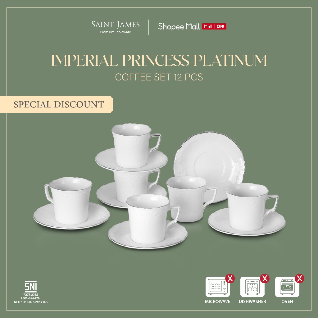 Jual Saint James Coffee Set Imperial Princess Platinum 12 pcs | Shopee ...