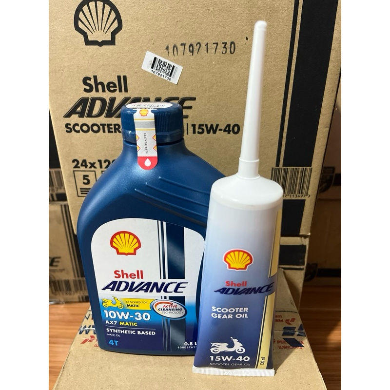 Jual PAKET OLI MESIN SHELL ADVANCE AX7 MATIC 10W-30 0,8L + OLI GARDAN ...