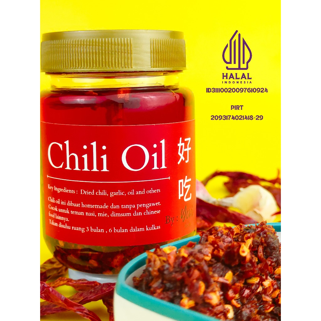 Jual Chili Oil Yovi / Minyak Cabai With Crunchy Garlic/Sambal,Sambel Dimsum 200gram (Vegan/Non ...