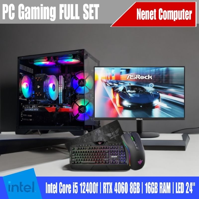Jual PC Gaming FULL SET Core i5 12400f | RTX 4060 8GB | 16GB | LED ...