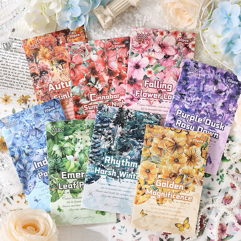 Jual (5AA) sticker book washi bunga daun spring autumn flower leaf ...