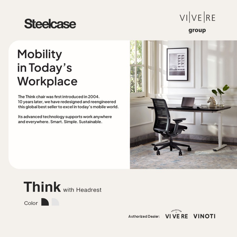 Jual STEELCASE THINK TASK CHAIR 3D KNIT + HEADREST KURSI KERJA/KANTOR ...